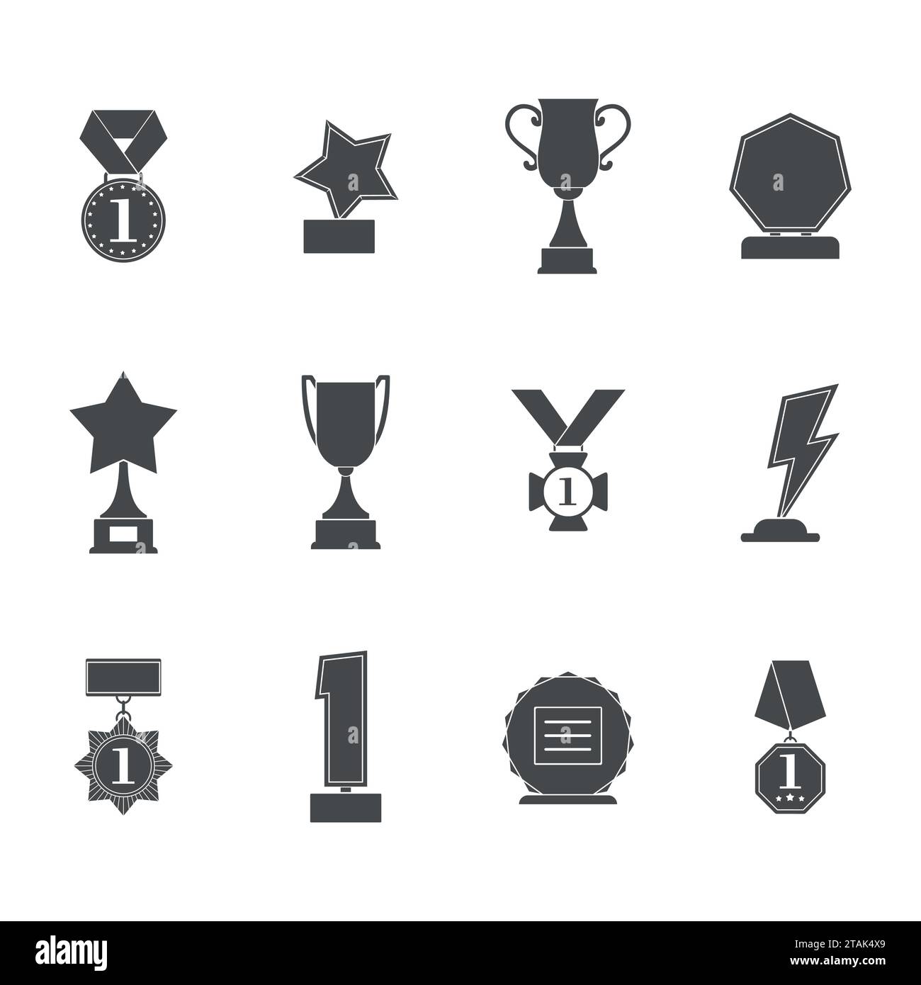 Set trophy winner award icon collection isolated on white background ...