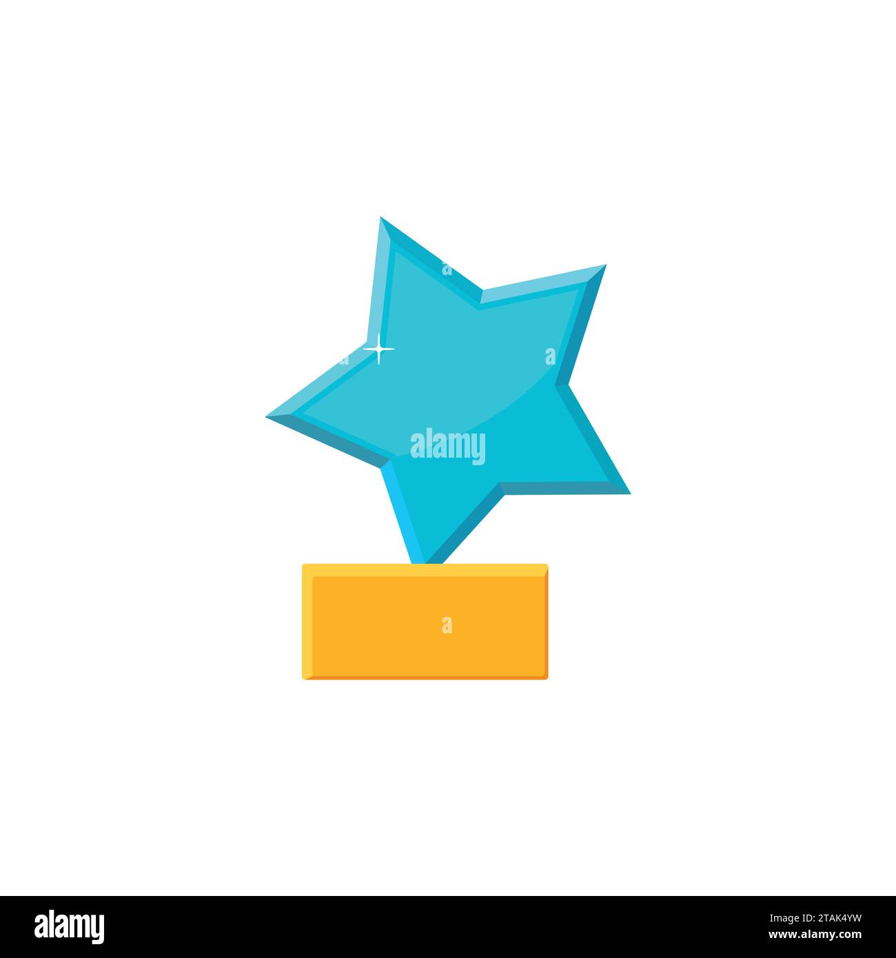 Glass trophy award in shape of star with golden base isolated on white ...