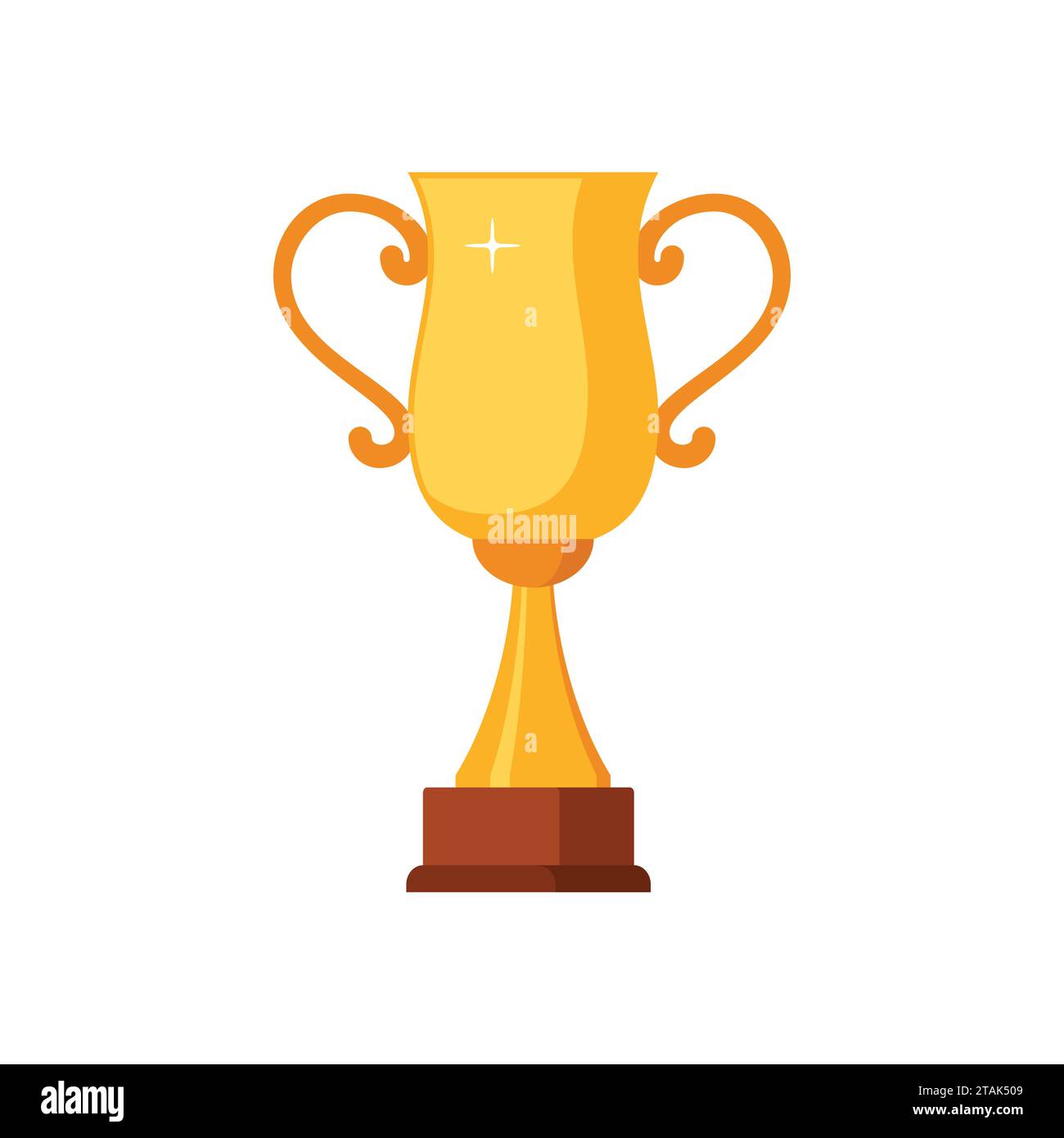 Gold winner cup with wooden base isolated on white background. Gold ...