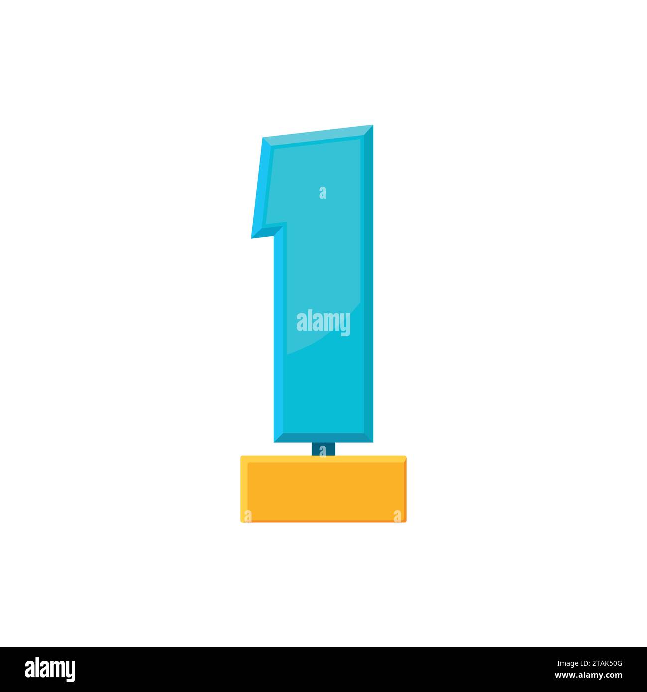 Glass trophy award in shape of number one with golden base isolated on ...