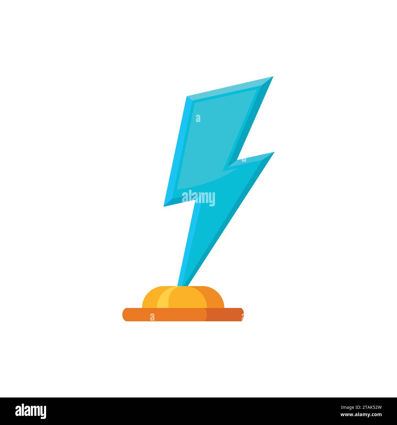 Glass trophy award in shape of lightning with golden base isolated on ...