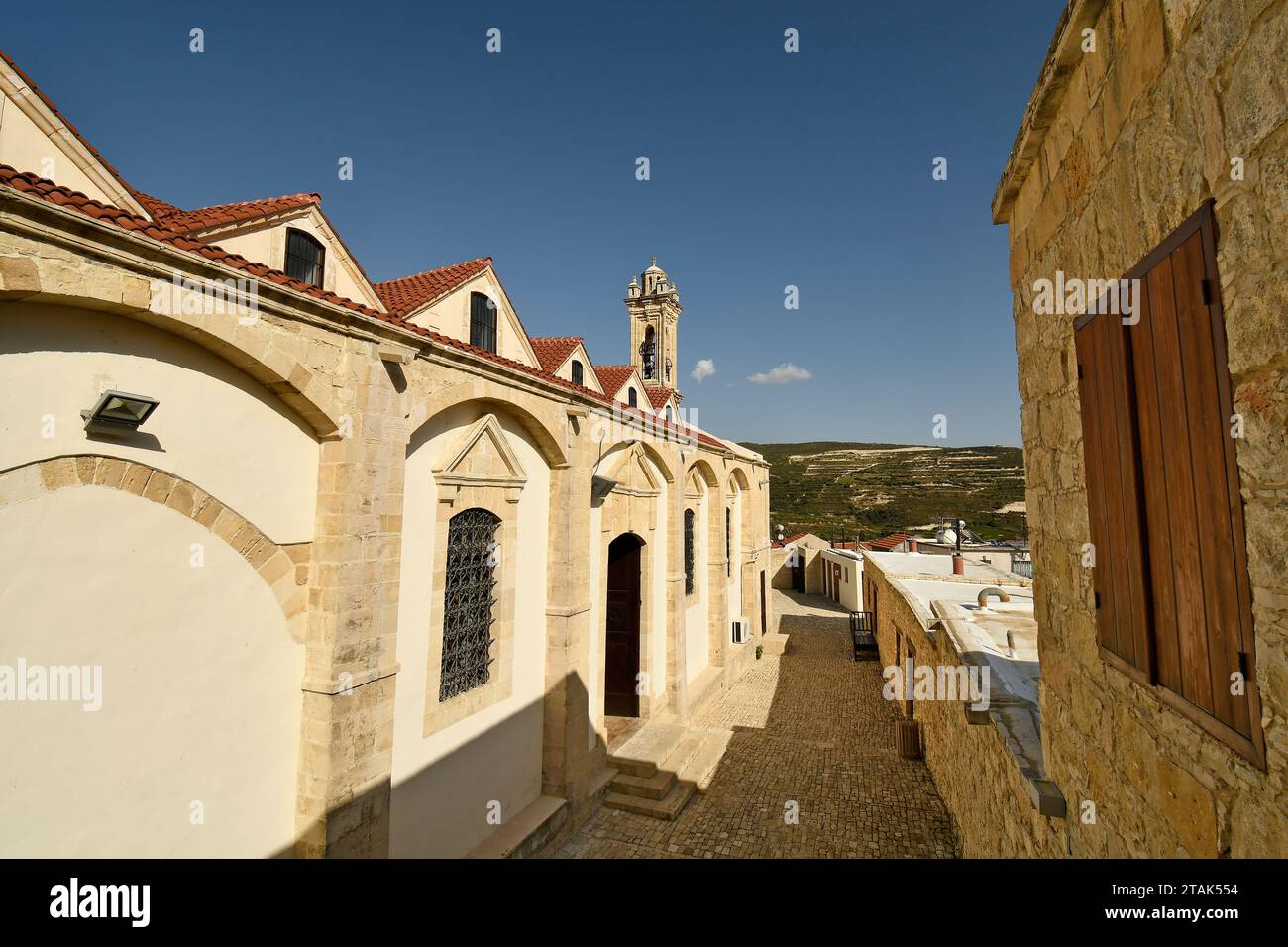 Cyprus - Monastery Kykkos in Trodoos mountains, street paved with ...