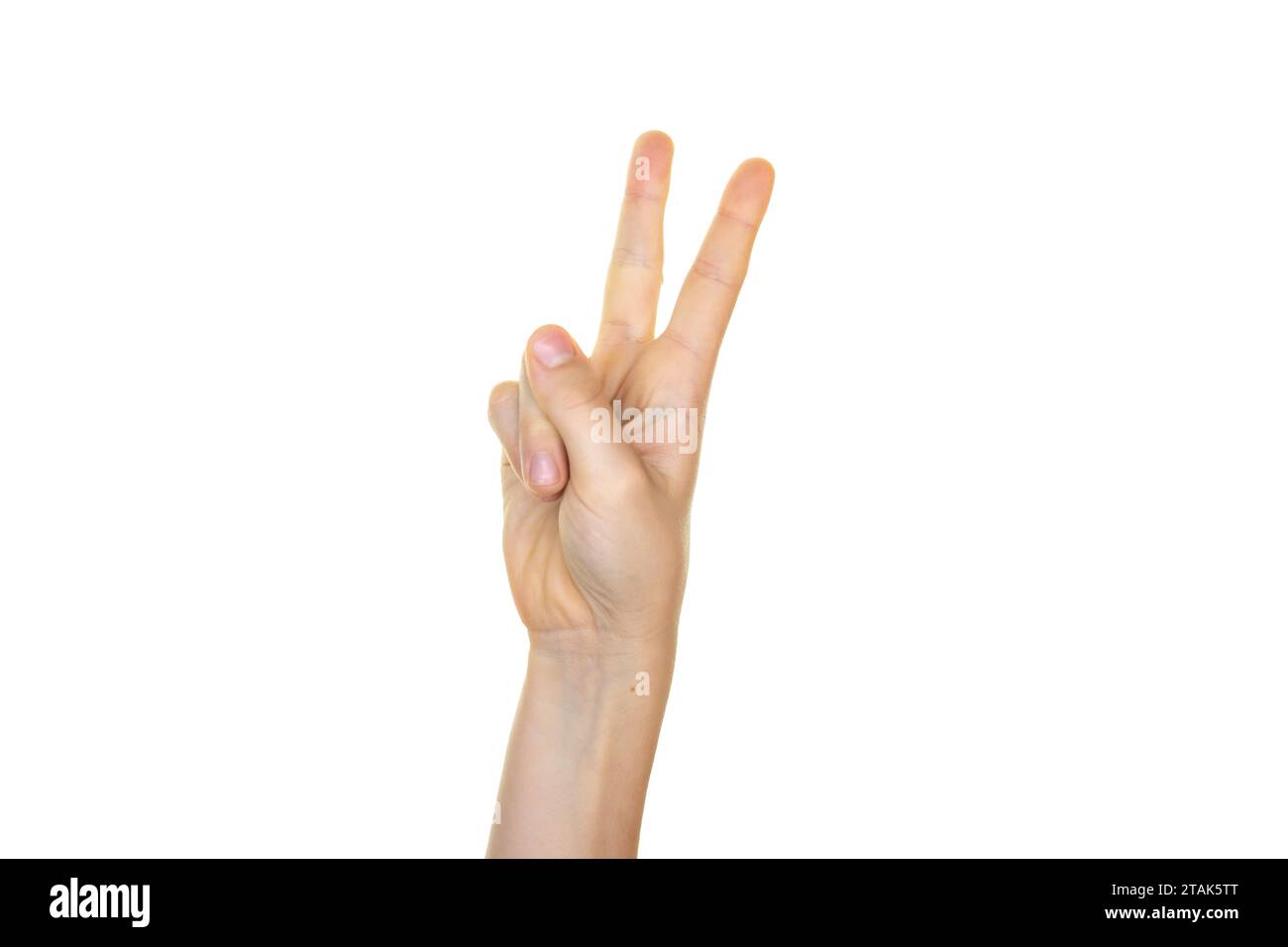 A hand showing victory sign Stock Photo - Alamy