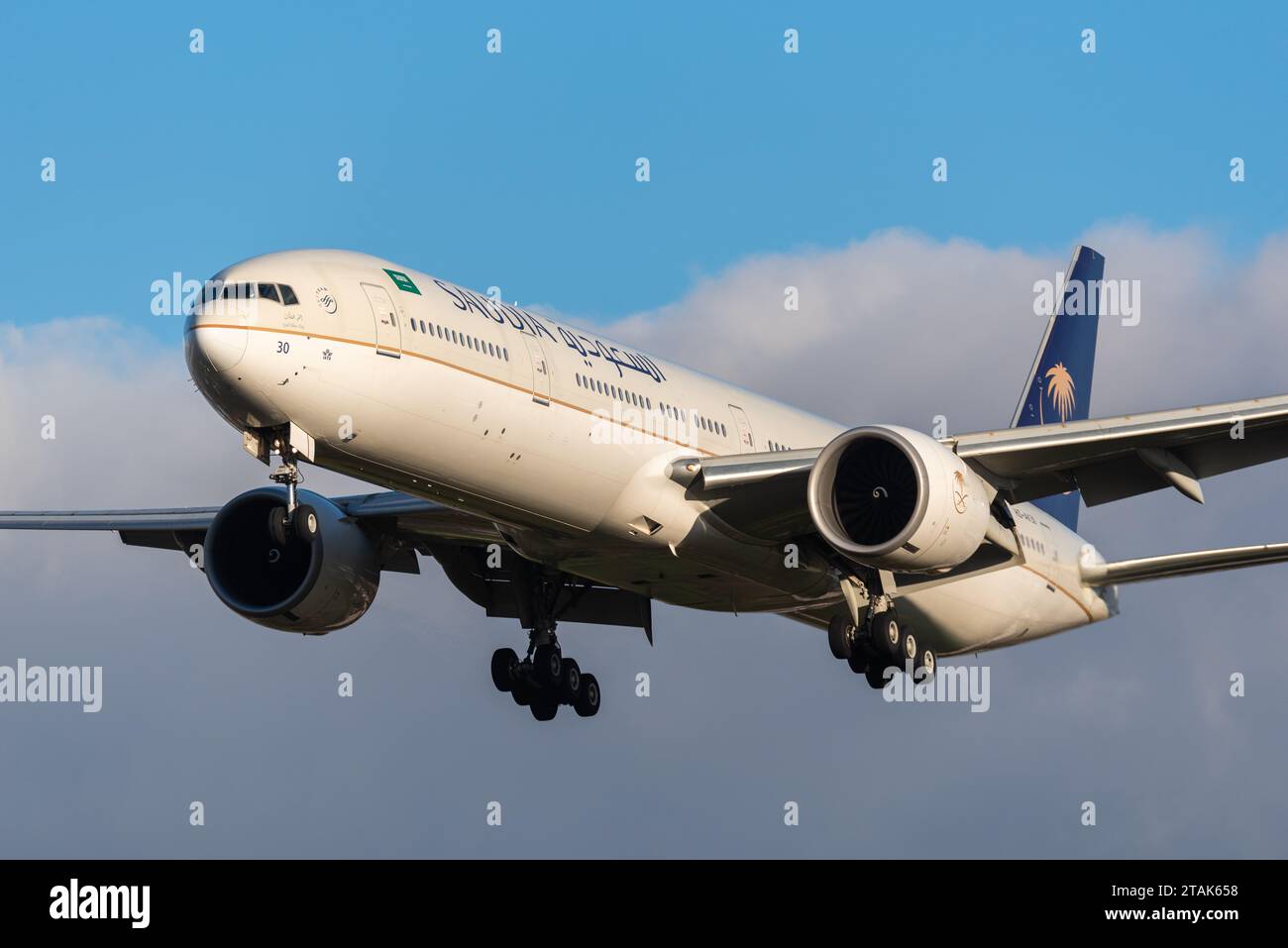 Saudi Arabian Airlines, Saudia, Boeing 777-300ER airliner jet plane HZ ...