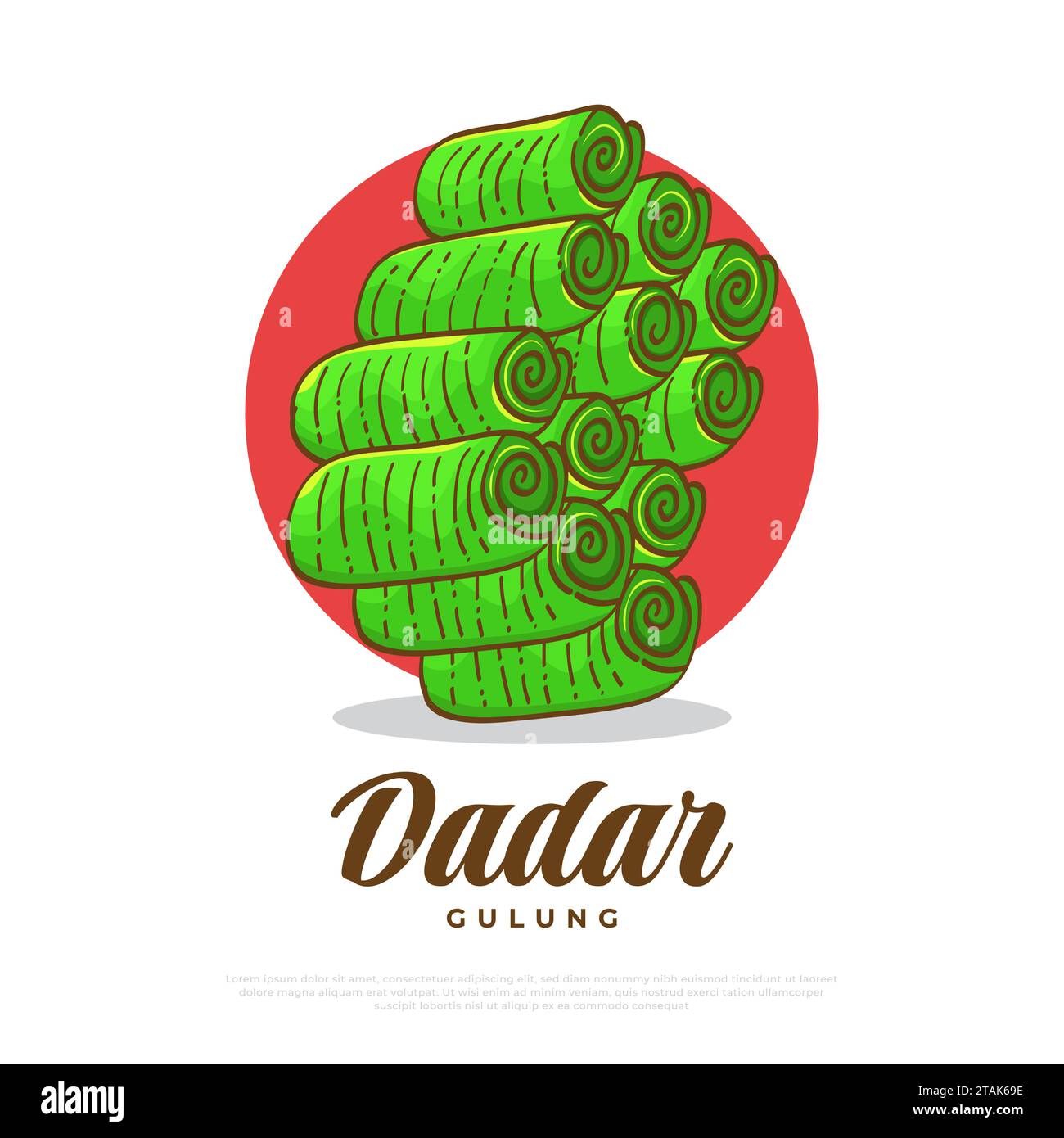 Hand Drawn Indonesian Traditional Food Named Dadar Gulung Indonesian Snack Sweet Pancake Rolls