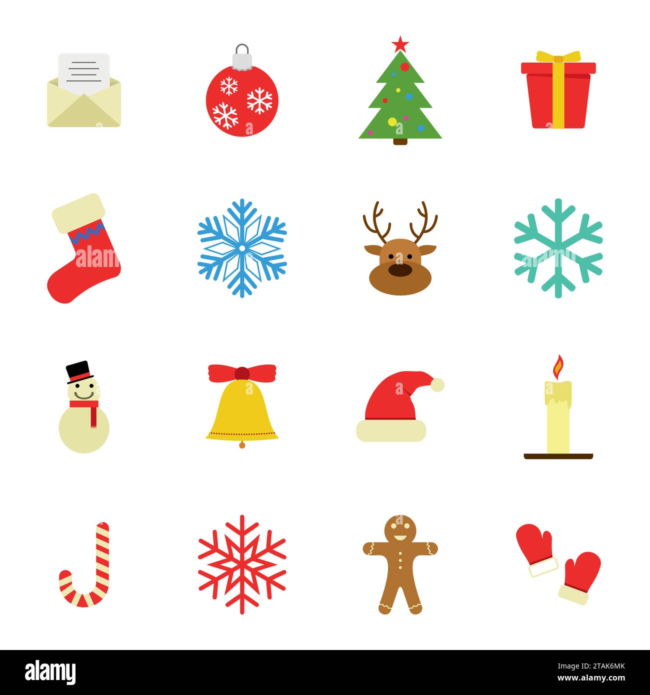 Set of Christmas and Winter icons on white background. Vector ...