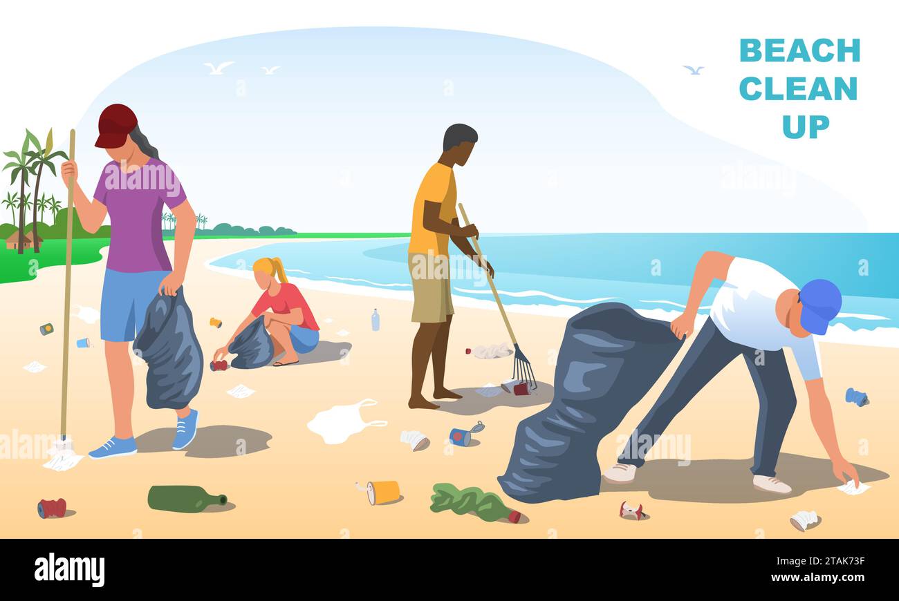 Beach clean up vector concept Stock Vector Image & Art - Alamy