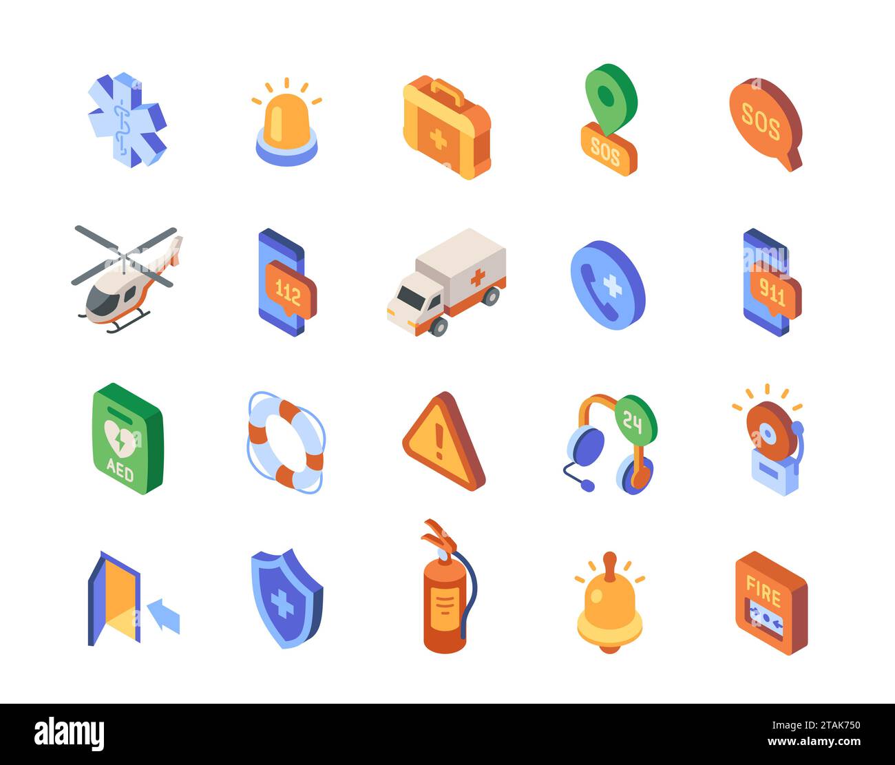 Vector Set of emergency colorful icons Stock Vector Image & Art - Alamy