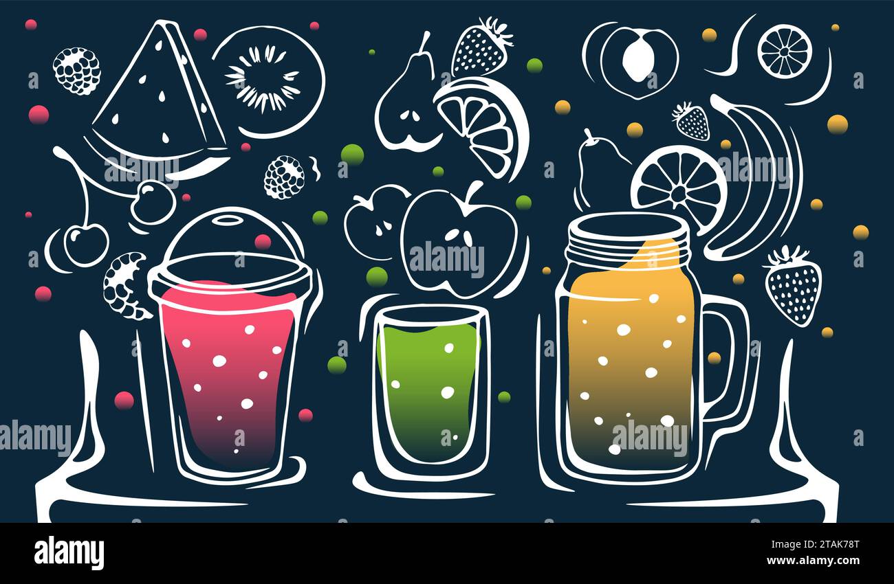Vector Set of smoothies in different cups Stock Vector Image & Art - Alamy