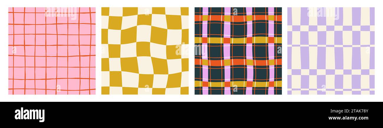 Vector Set of hand drawn checkered seamless patterns Stock Vector Image ...