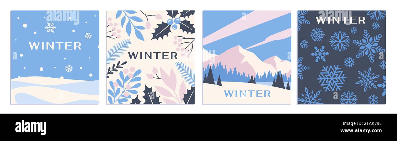 Vector Set of abstract winter posters Stock Vector Image & Art - Alamy