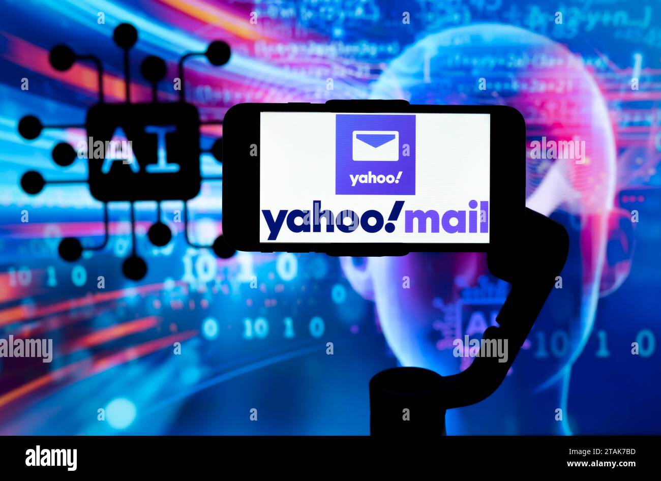 In this photo illustration, the logo of Yahoo Mail is seen displayed on a mobile phone screen ...