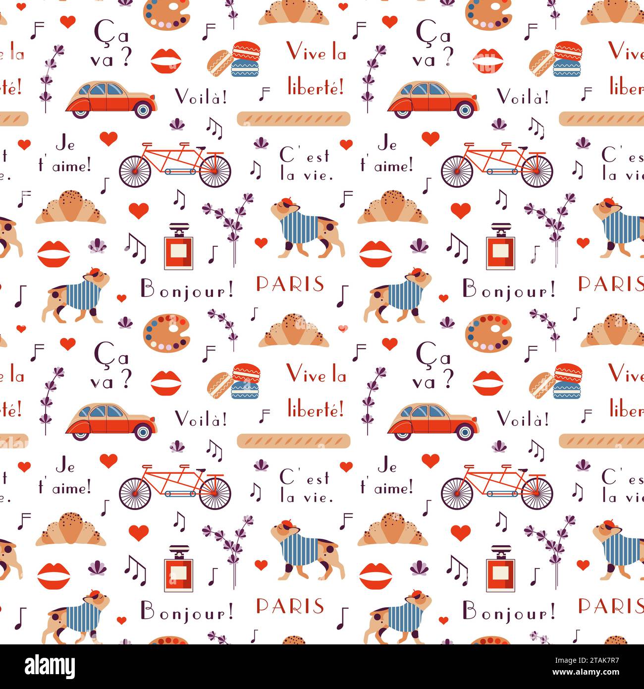 Paris Pattern with Popular Symbols of France Stock Vector Image & Art ...