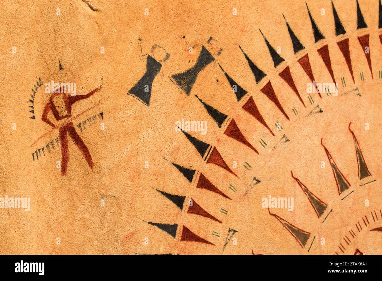 Buffalo robe in earth lodge, Knife River Indian Villages National ...