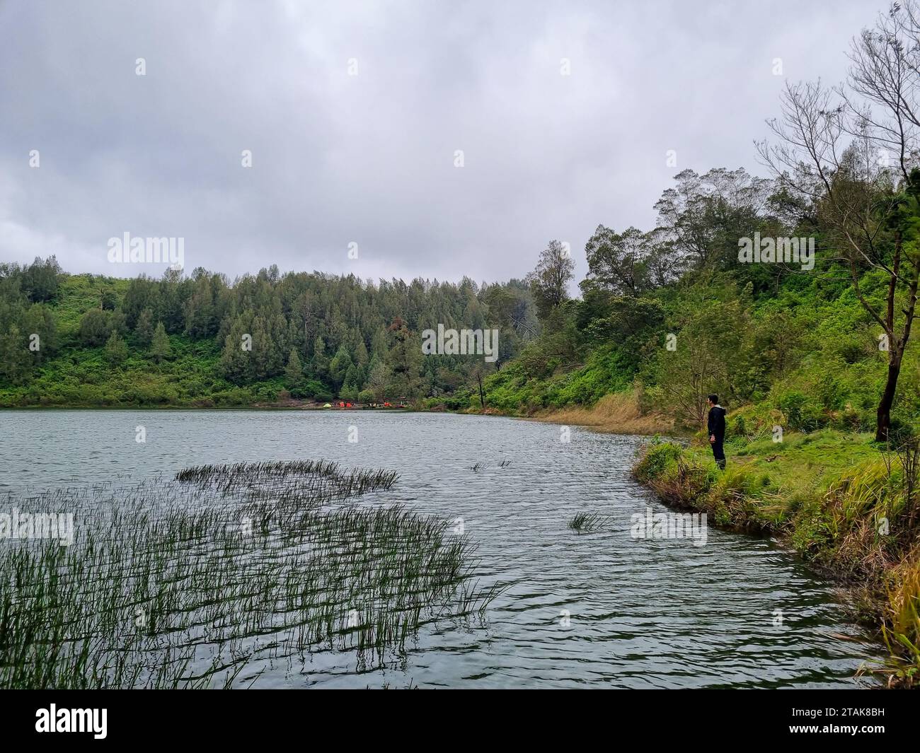 Landscape view of Ranu Regulo Lake, Lumajang, East Java, Indonesia ...