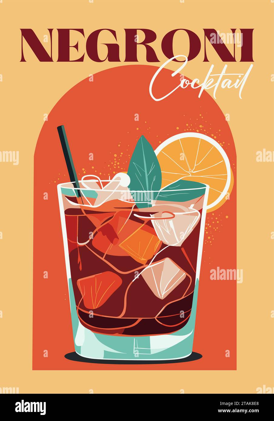 Negroni Cocktail retro poster vector wall art Stock Vector Image & Art ...