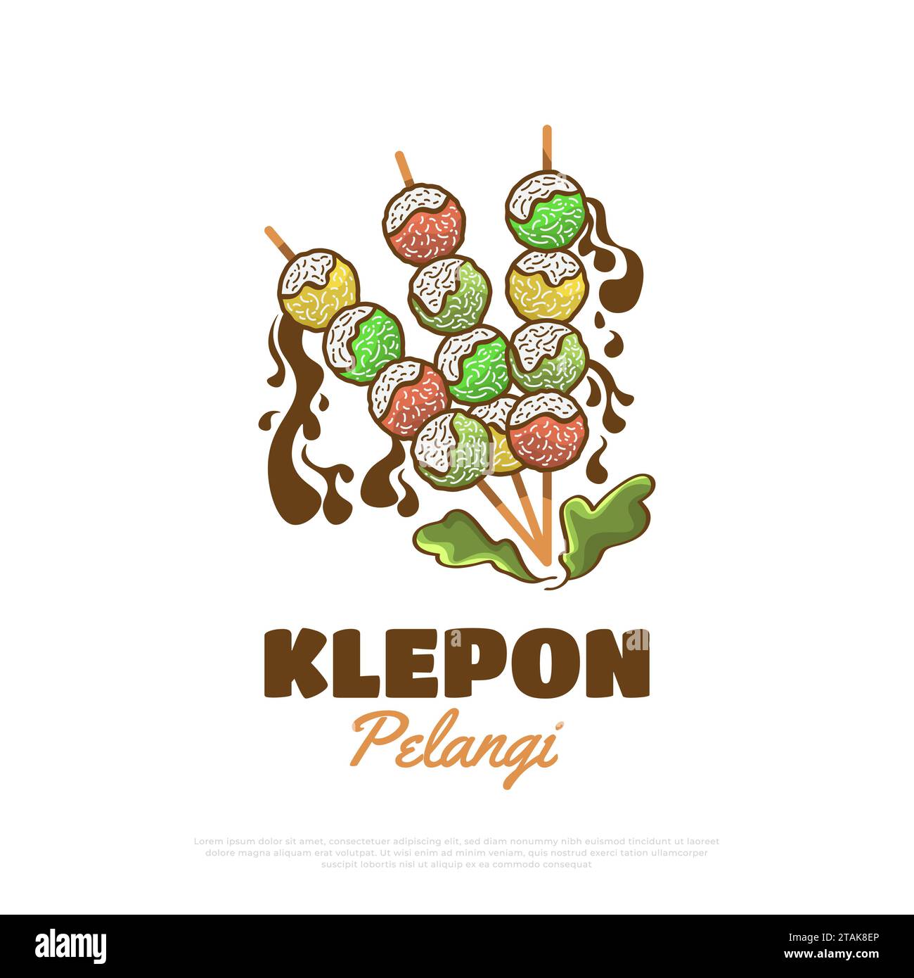 Klepon Pelangi, Indonesian Traditional Food or Snacks. Hand Drawn ...