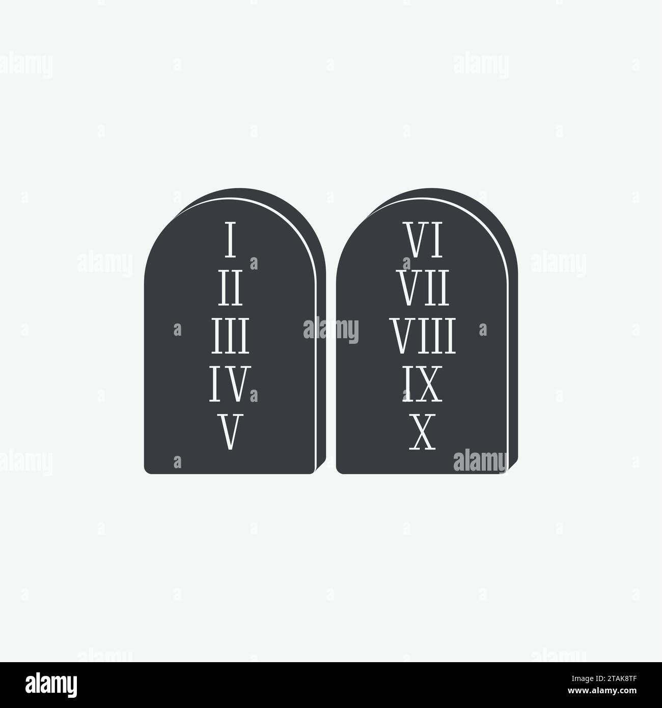 Two stone with the ten commandments icon isolated on grey background in flat style Stock Vector ...