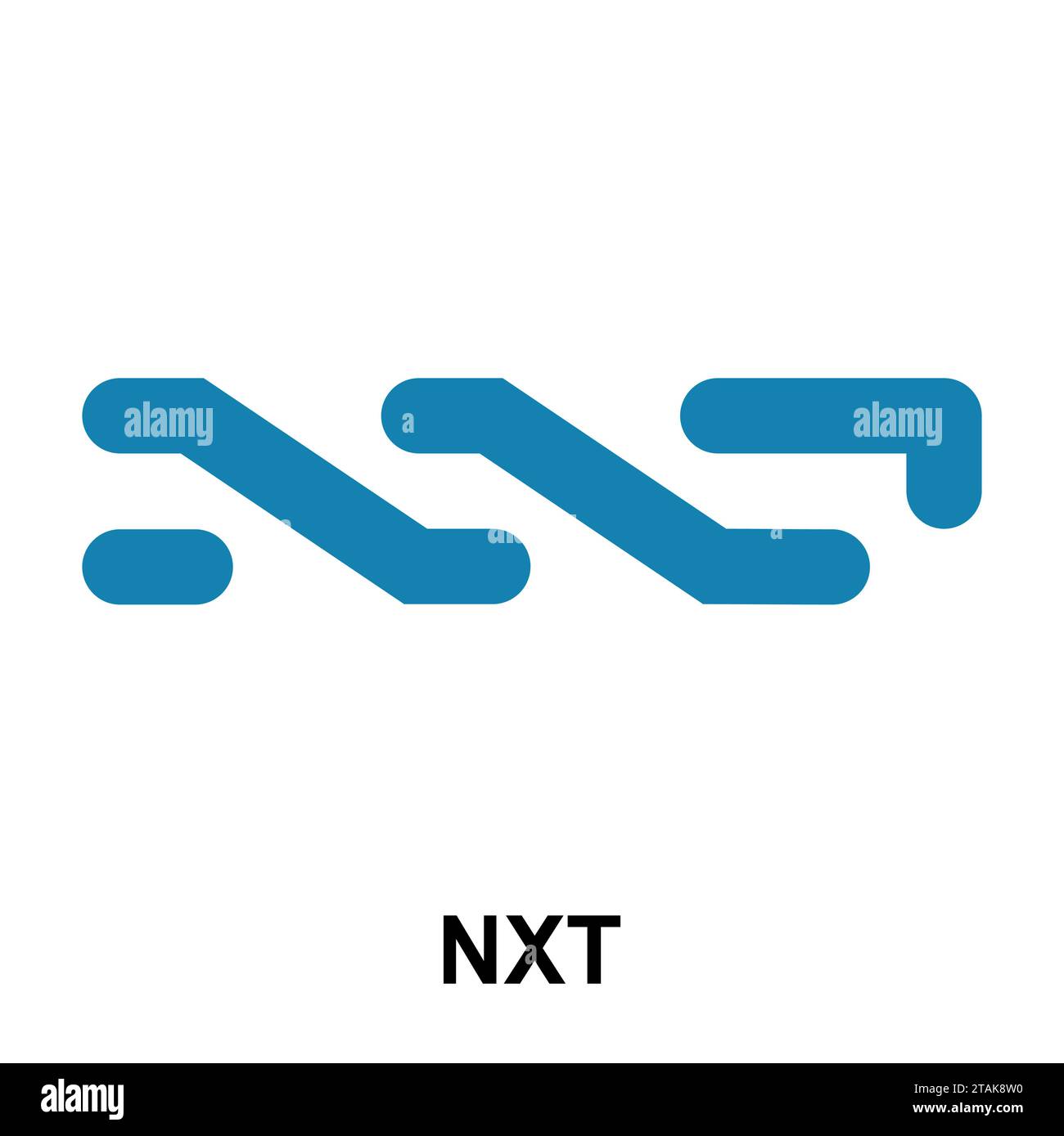 Nxt crypto currency blockchain flat logo isolated on white background ...
