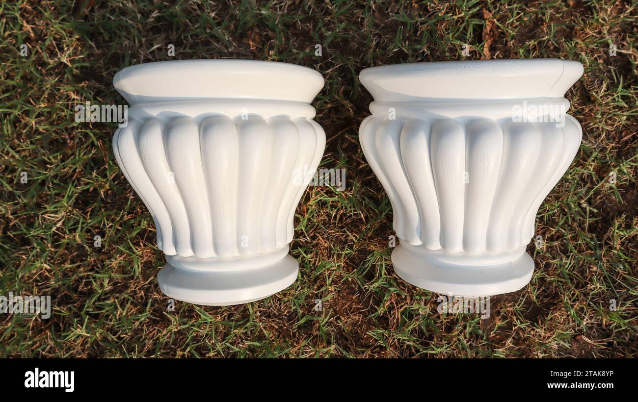 Set of Two plastic matki shaped fancy designer pot. Empty planter small ...
