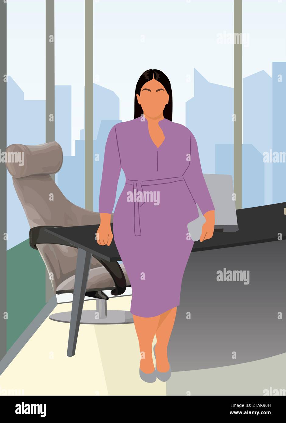Stylish business woman standing in modern office Stock Vector Image ...