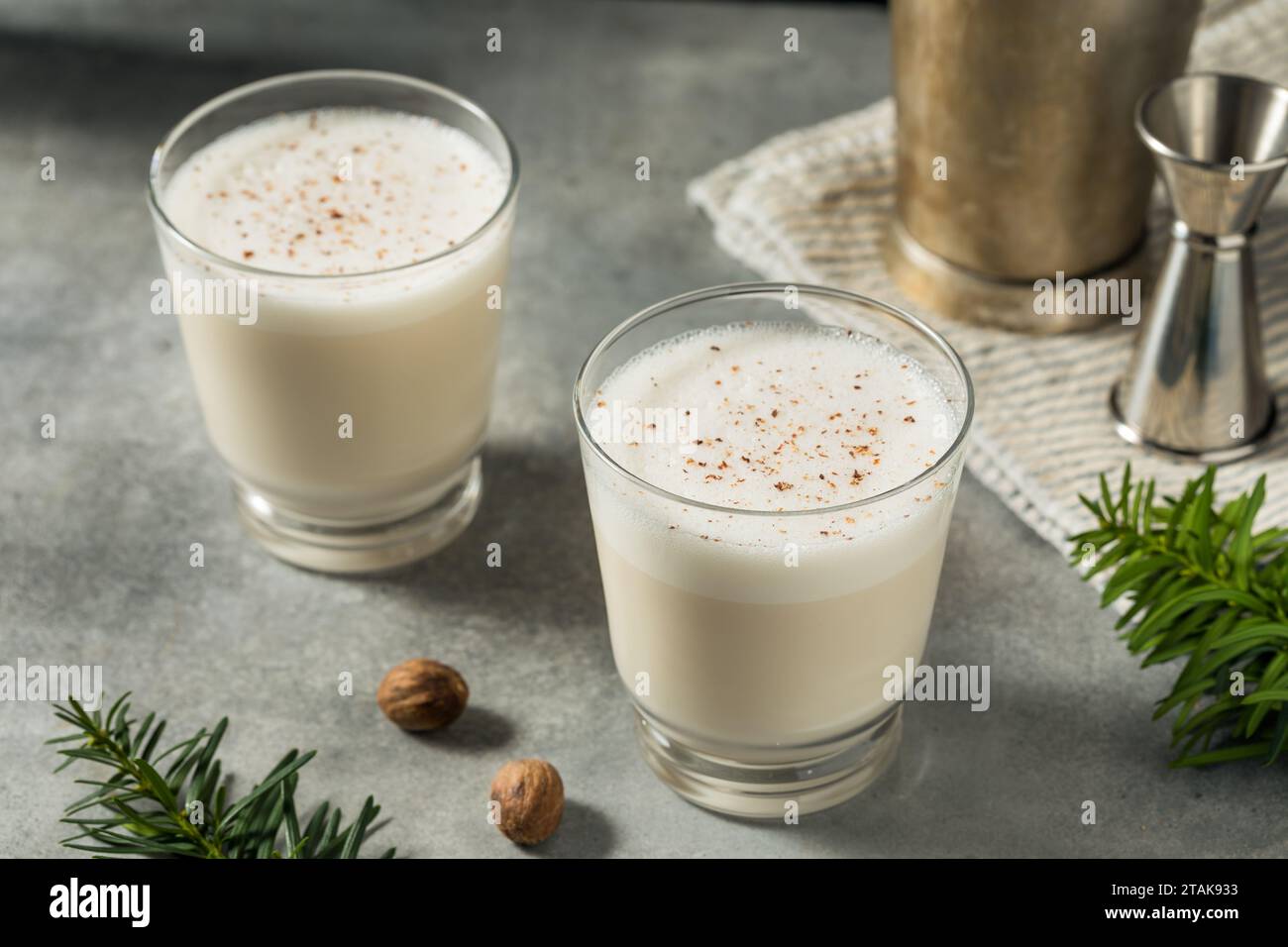 Creamy Cold Bourbon Milk Punch with Nutmeg for Christmas Stock Photo ...
