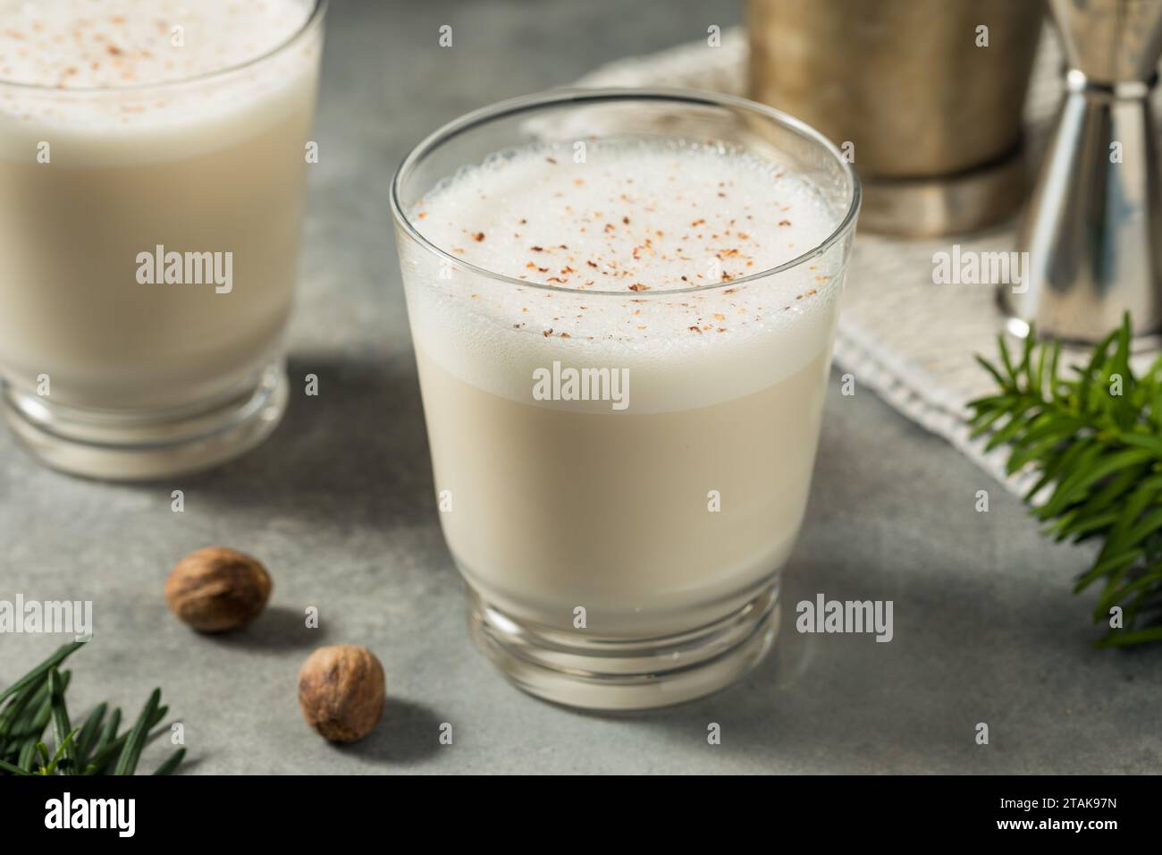 Creamy Cold Bourbon Milk Punch with Nutmeg for Christmas Stock Photo ...