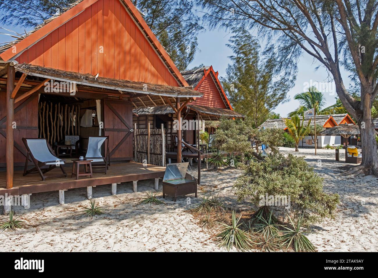 Tourist beachfront accommodation on the beach in the coastal village ...