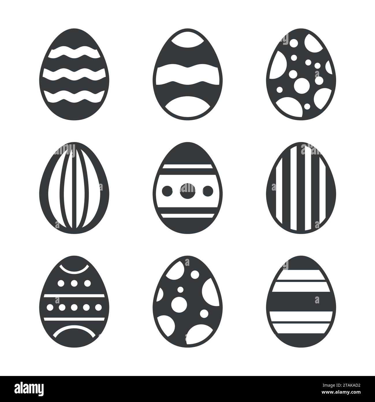 A set of black Easter Eggs decorated with ornament on white background. Vector Illustration ...