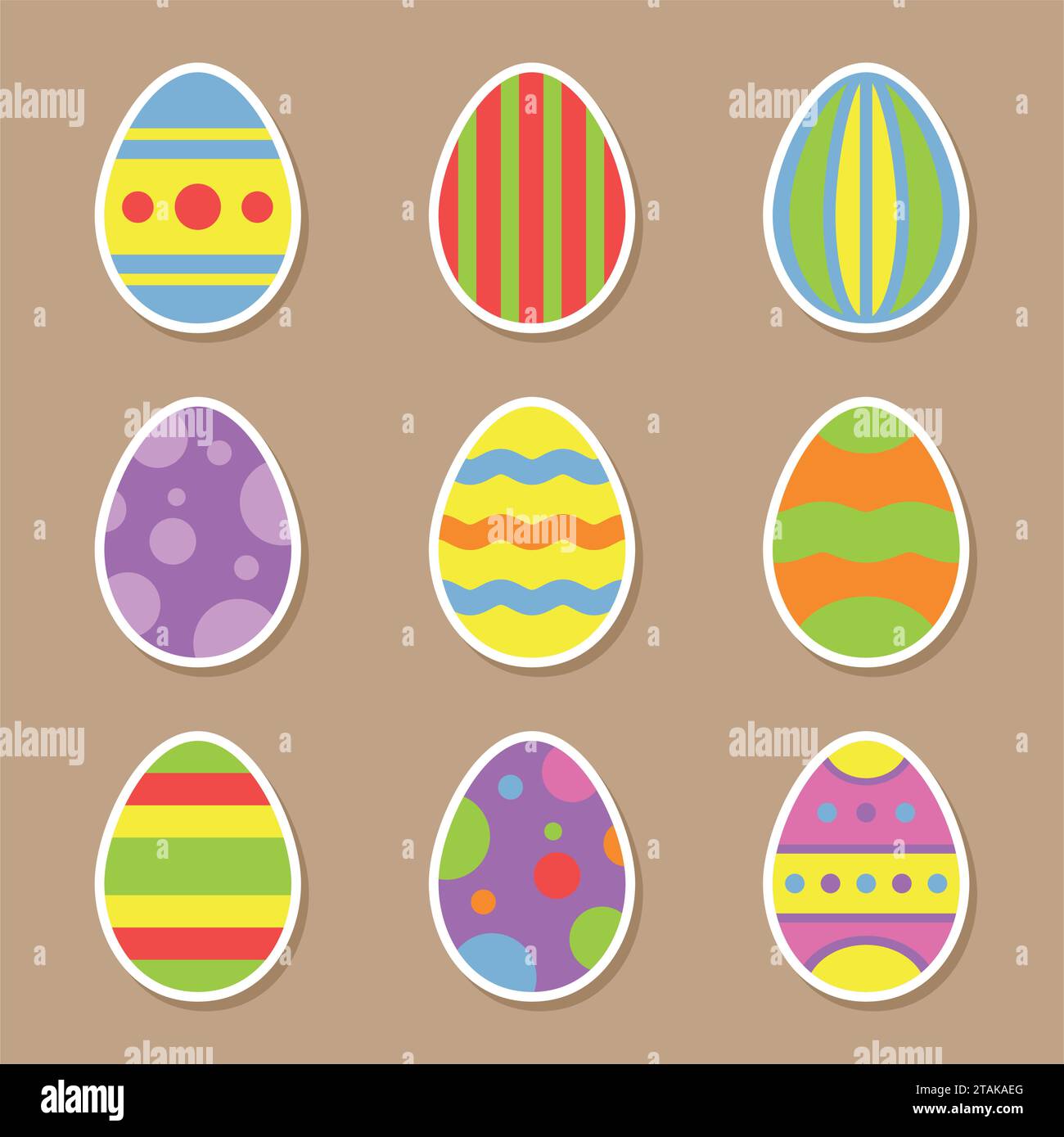 Easter eggs stickers icons in flat style. Vector Illustration for ...