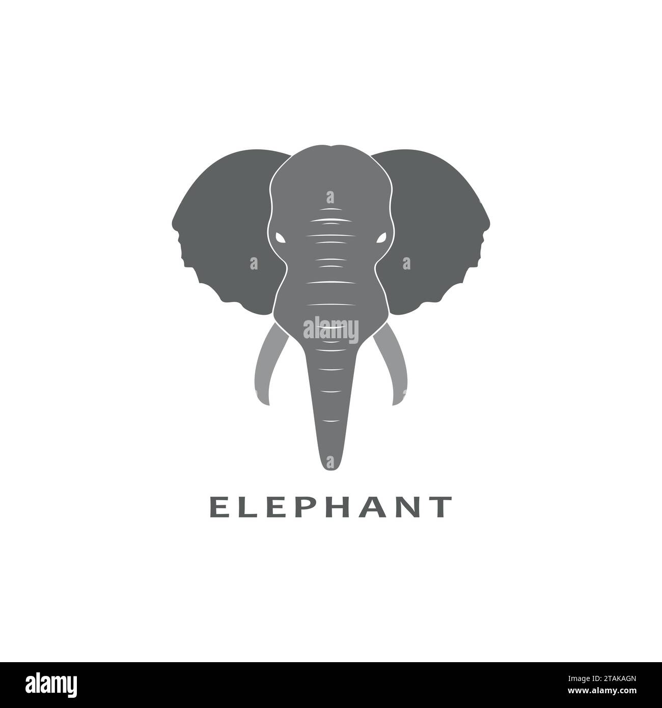 Gray Elephant in flat isolated on white background. Vector illustration ...