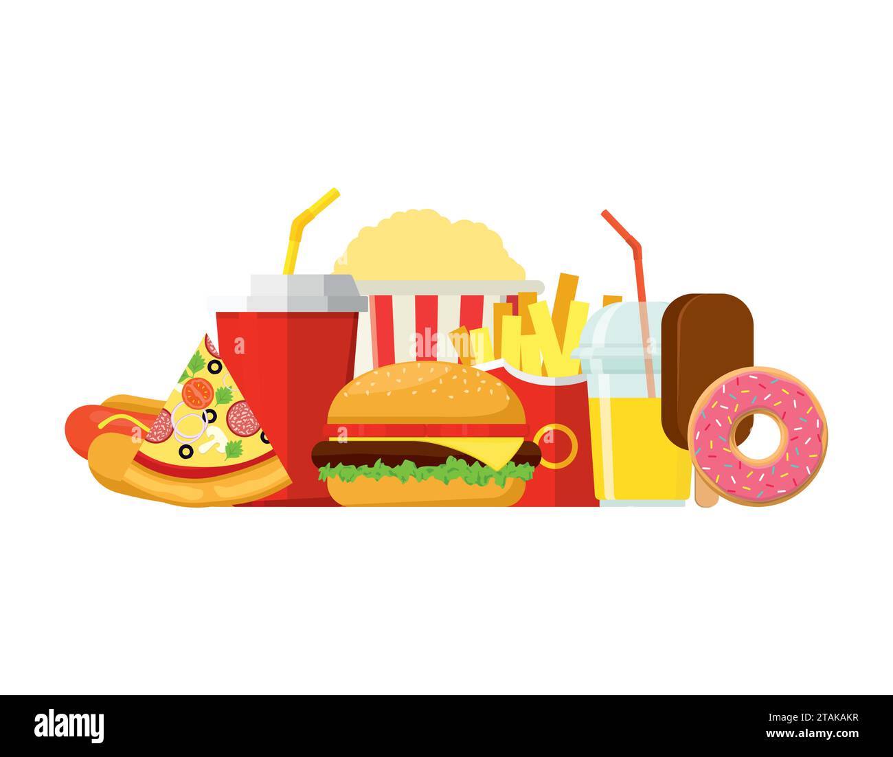 Colorful Fast food vector isolated on white background. Fast food ...