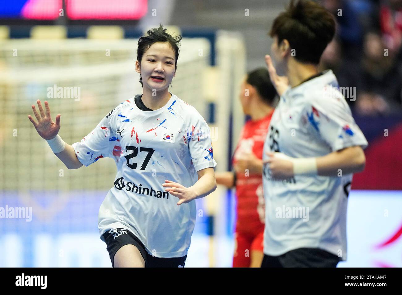 South Korea's Jiyeon Jeon celebrates during the IHF World Women's ...