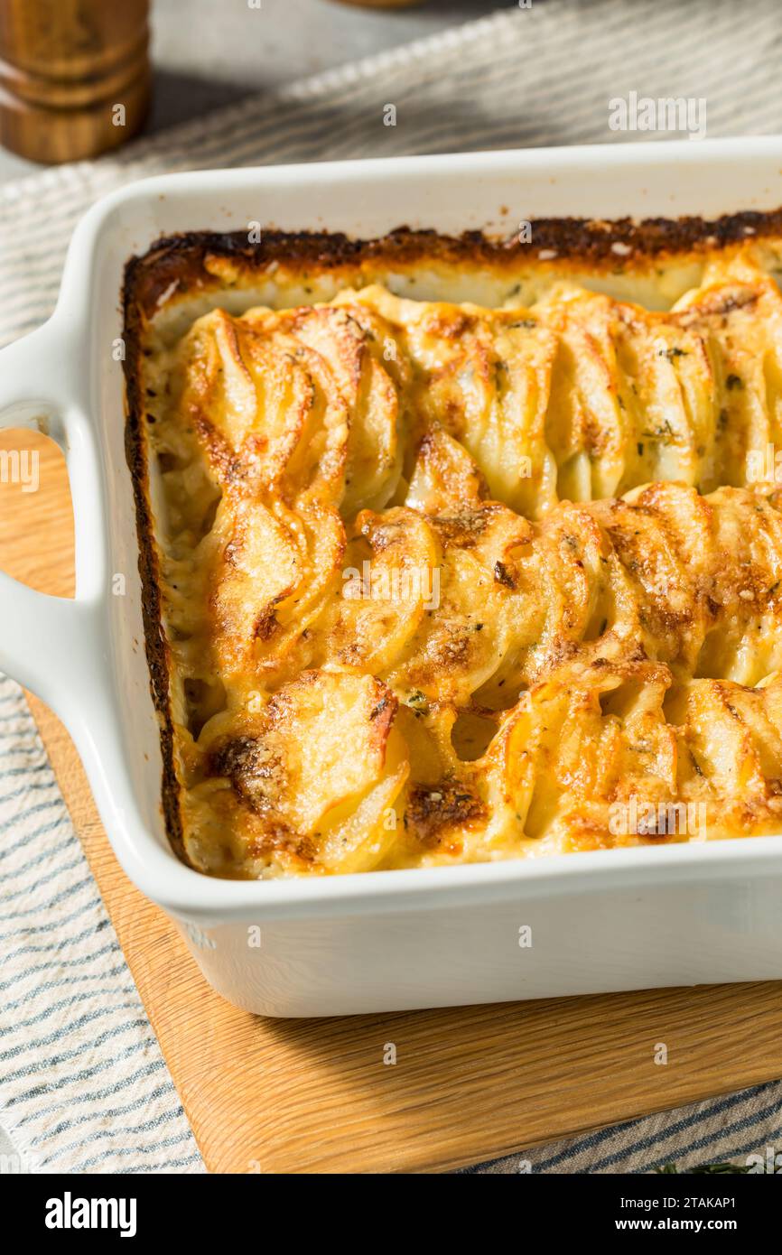 Homemade Hasselback Scalloped Potatoes in a Casserole Dish Stock Photo ...