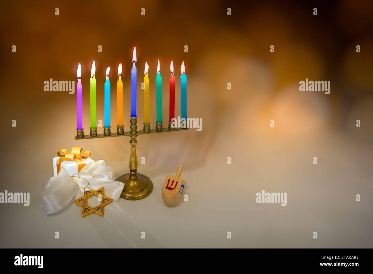 Jewish holiday Hanukkah background with menorah (traditional candelabra ...