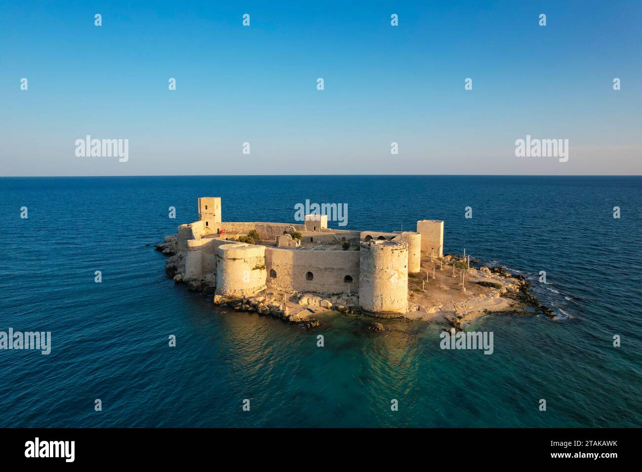 Kiz Castle - Korykos. Aerial view of the maiden's castle (Kiz Kalesi ...