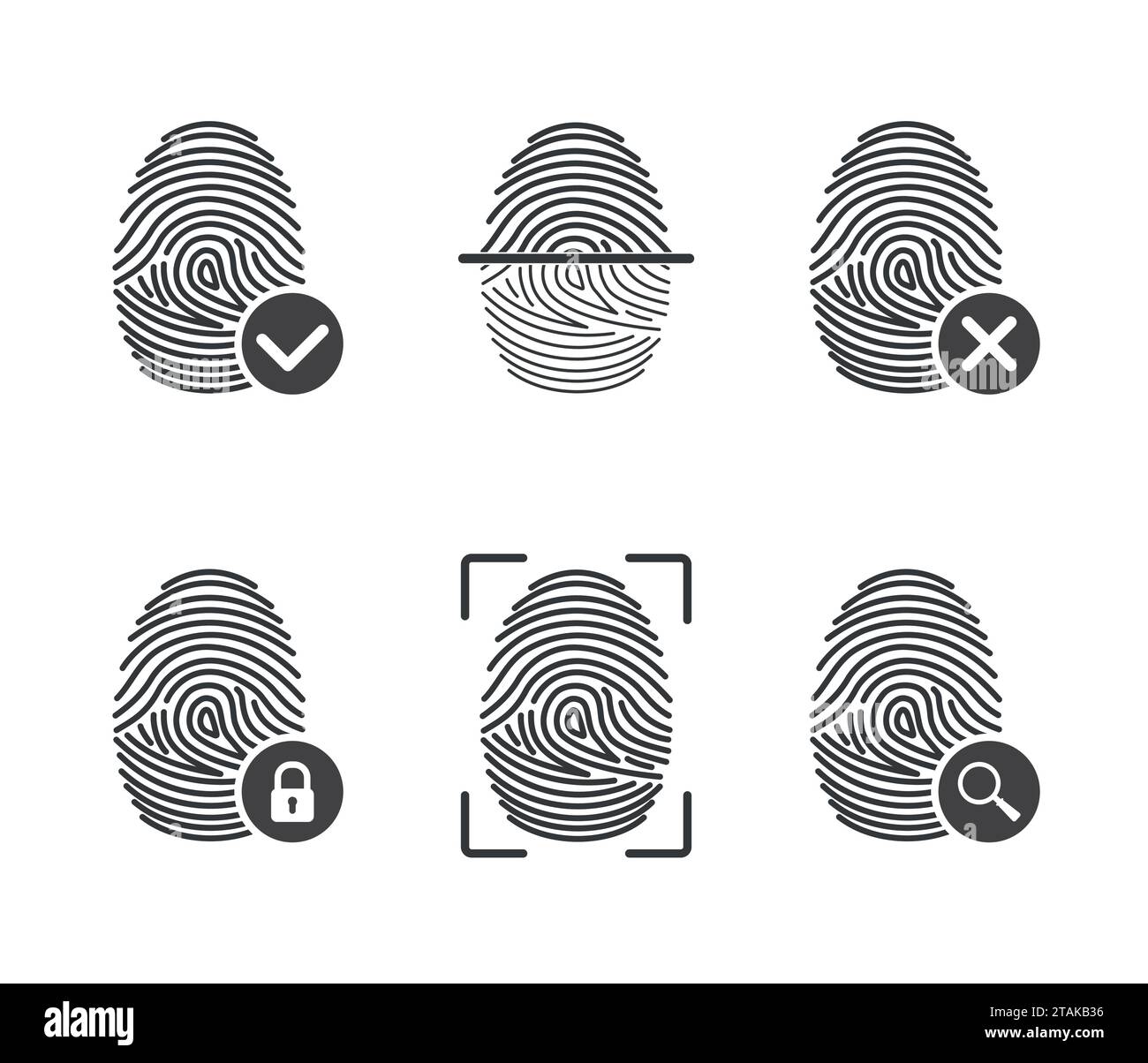 Set fingerprint icons isolated on white background. Authorization and identification symbol ...