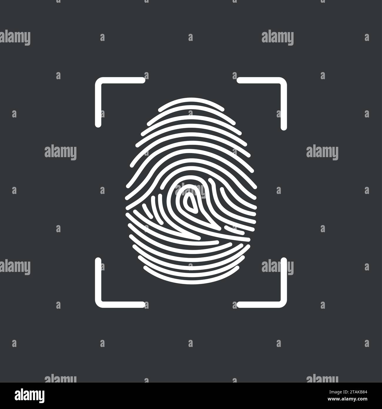 Fingerprint icon identification isolated on dark background. Security ...