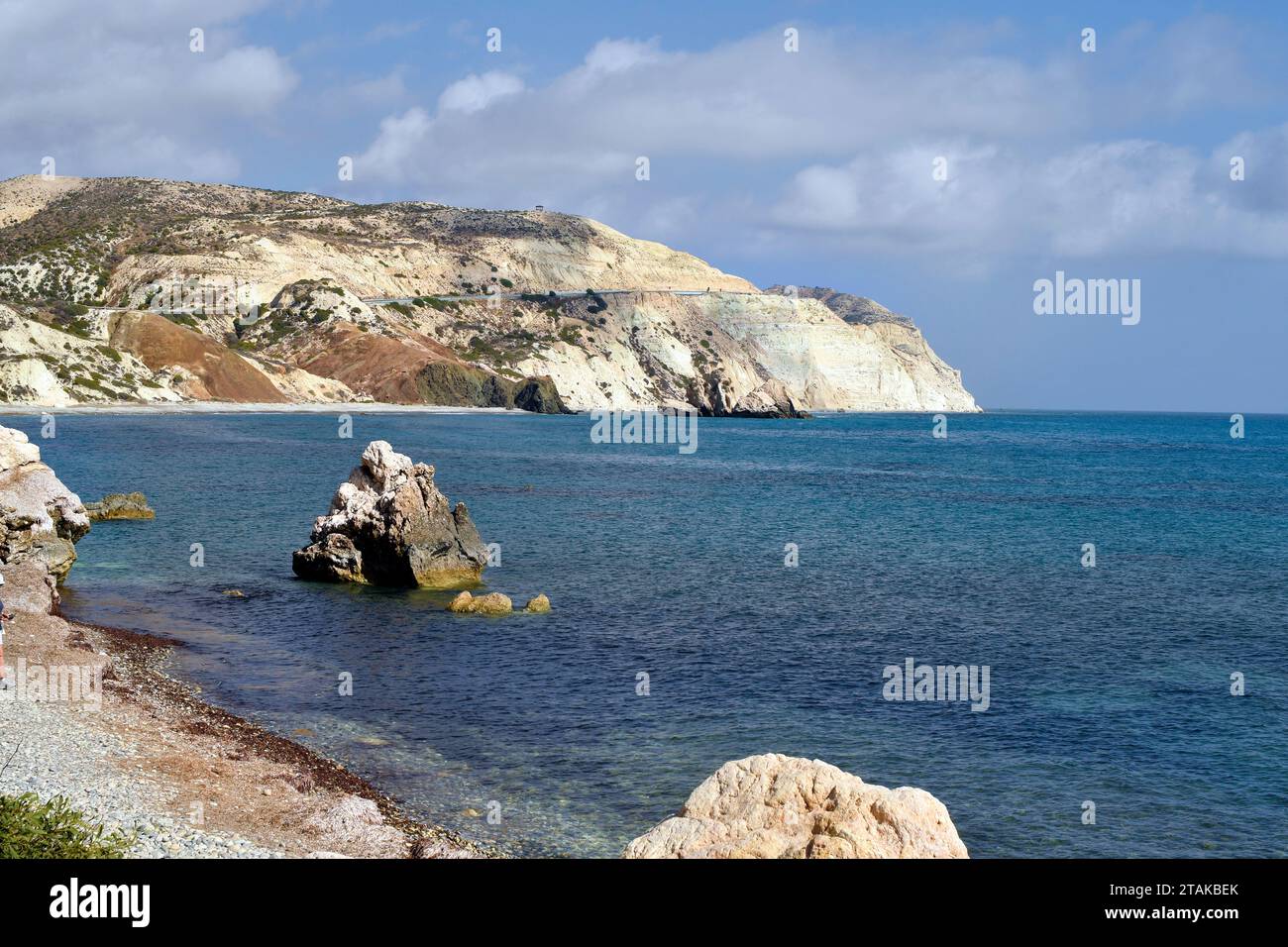 Episkopi, Cyprus - coastline and coastal road along beach of Rock of ...