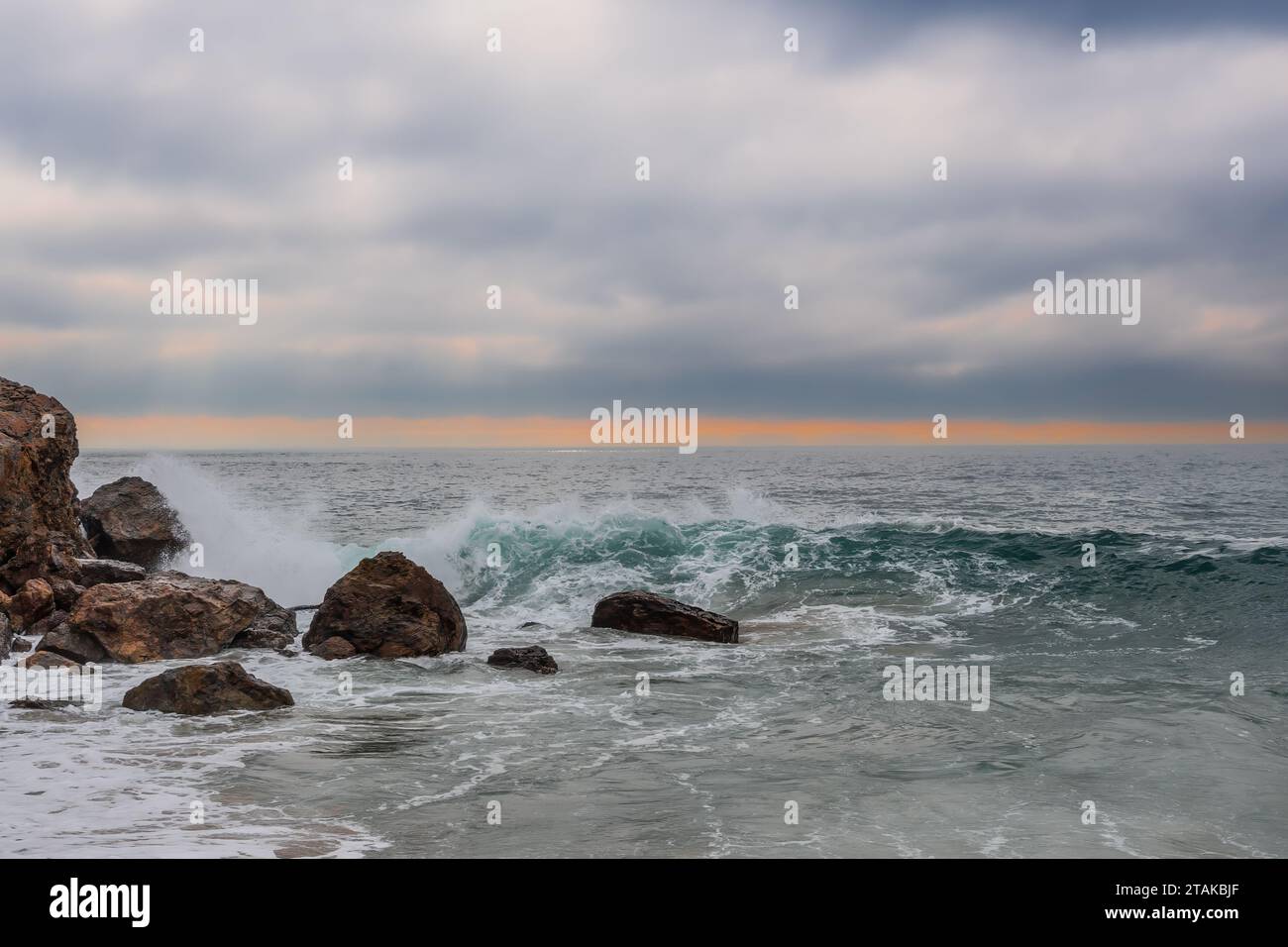 Wave Break - Pacific Colors. Blue-green waves break over Point Dume ...