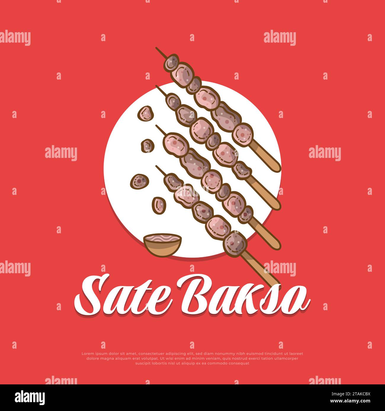 Illustration of Sate Bakso, Indonesian Food or Snack. Grilled Satay ...