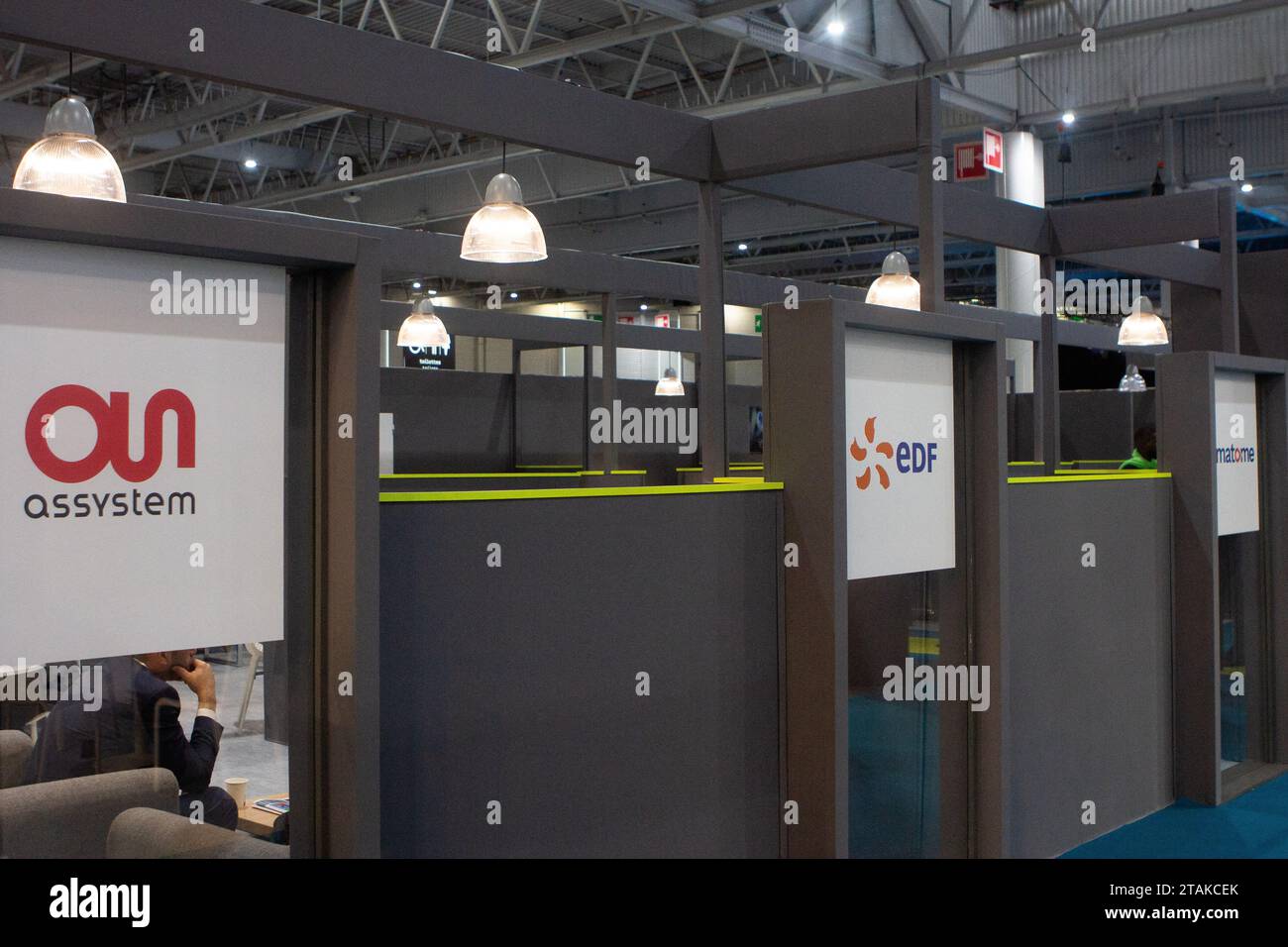 Villepinte, France. 29th Nov, 2023. Sponsor rooms Assystem, EDF and ...