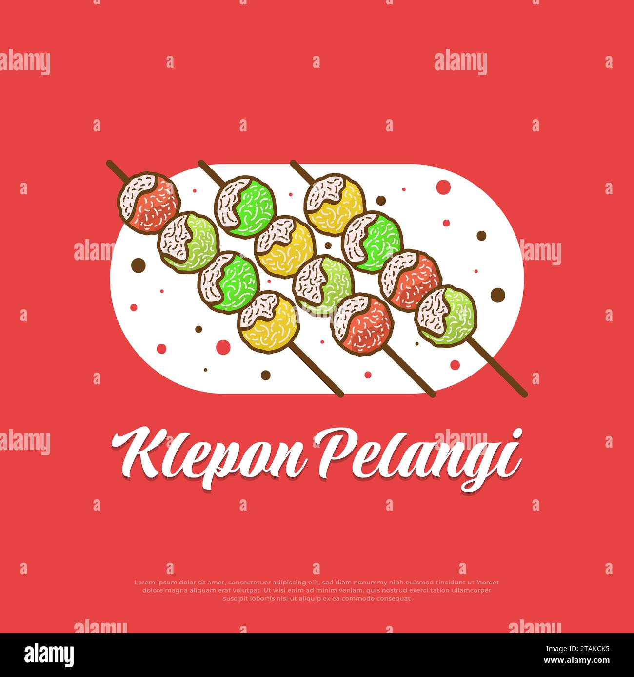 Klepon Pelangi, Indonesian Traditional Food or Snacks. Hand Drawn ...