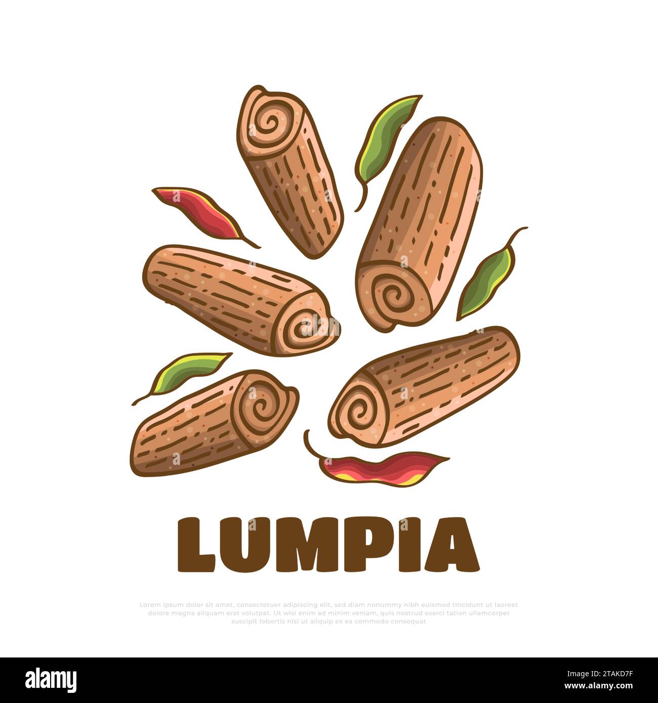 Lumpia, Traditional Food From Indonesia. Illustration of Indonesian ...
