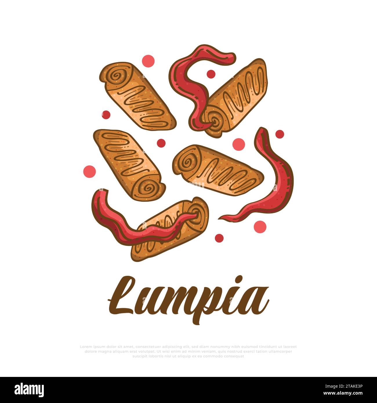 Lumpia, Traditional Food From Indonesia. Illustration of Indonesian ...