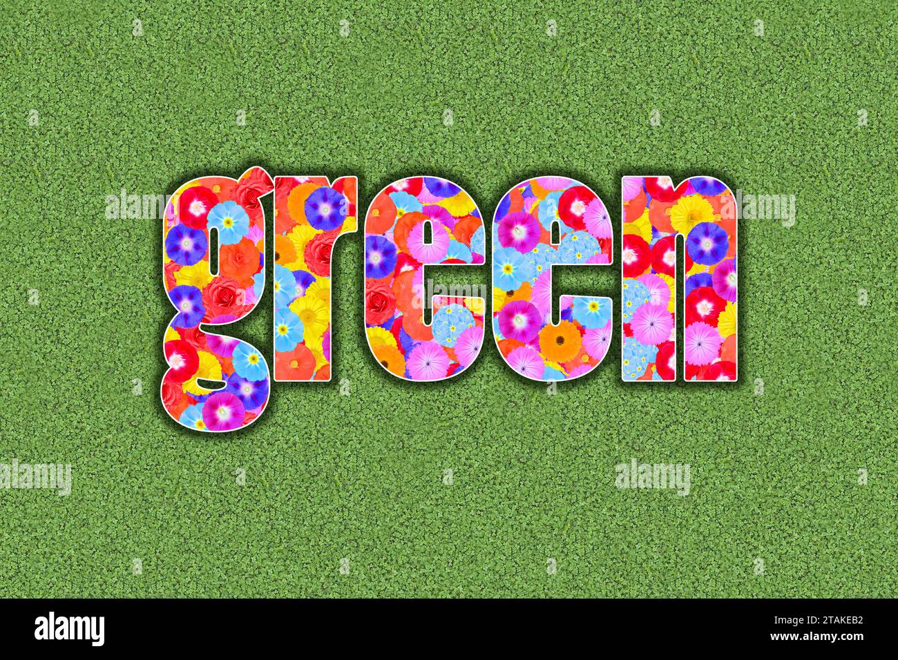 word green written with flowers Stock Photo - Alamy