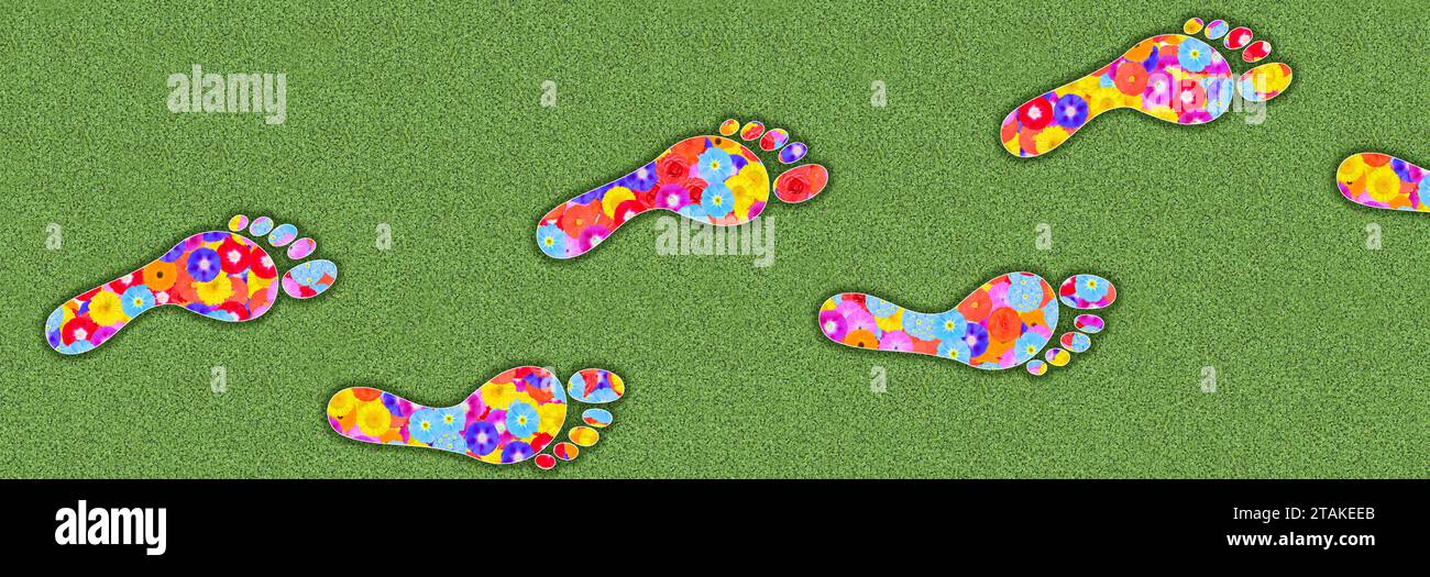 foot prints of an adult man carbon footprint Stock Photo - Alamy