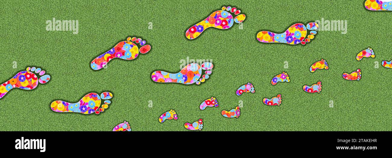 foot prints of an adult man and a child carbon footprint Stock Photo ...