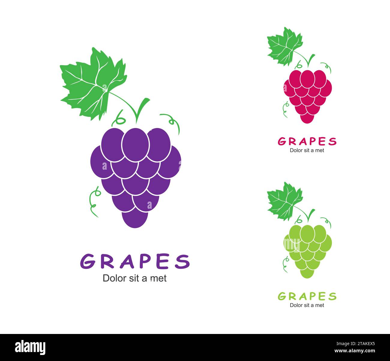 Grapes with green leaf isolated Icons. Vector Illustration Stock Vector ...