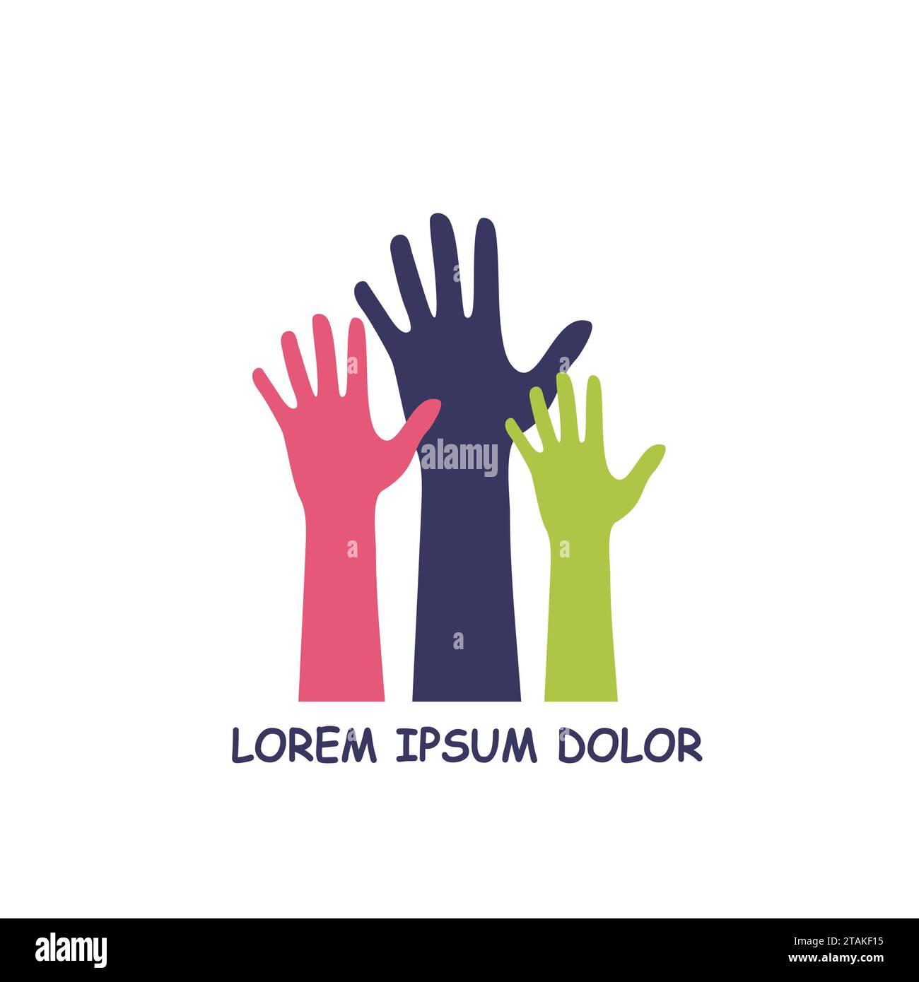 Colorful hand up isolated on white background. Vector illustration ...